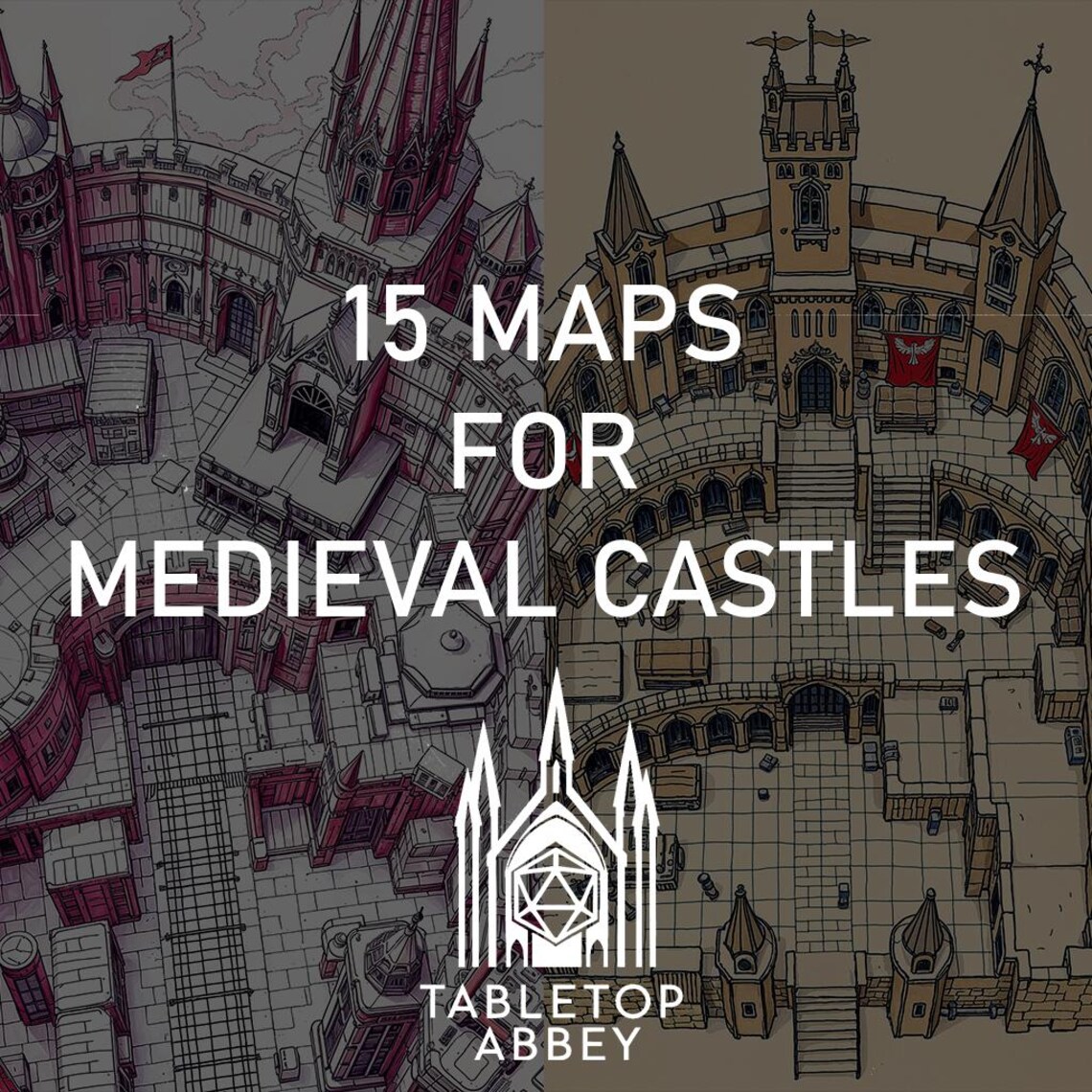 15 Battlemaps of Medieval Castles in a Classic Handdrawn Style ...