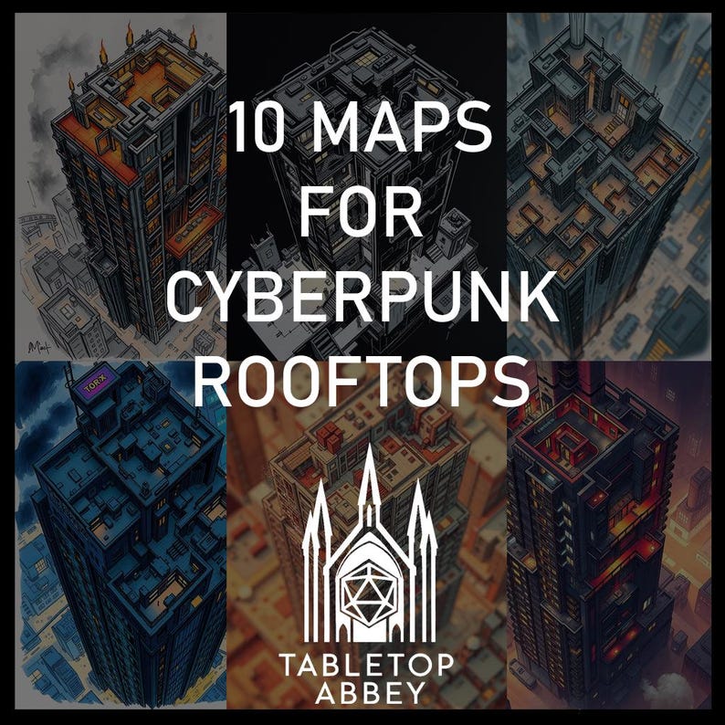 10 Battlemaps of Cyberpunk Rooftops. Starfinder, Cyberpunk 2020, RED ...