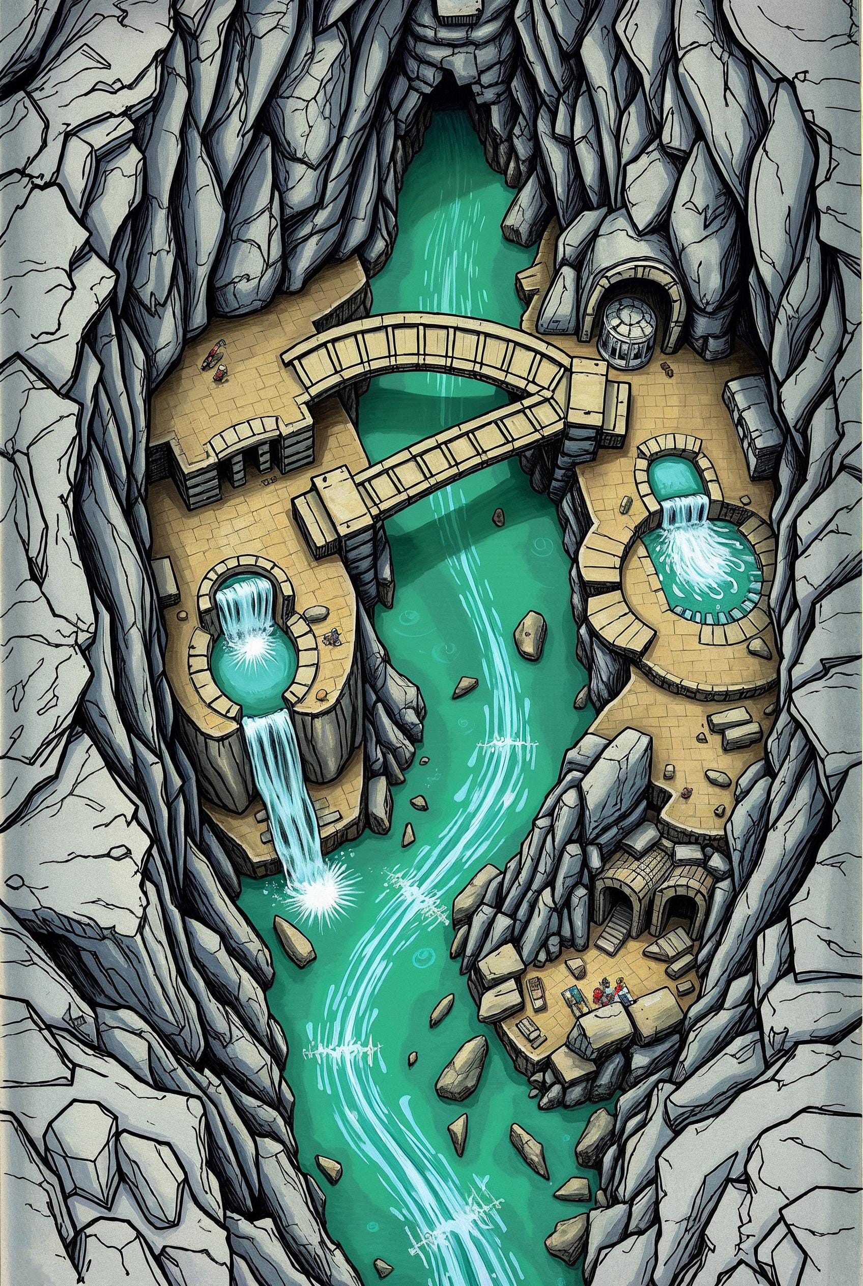10 Battlemaps of Mountain Rivers in a Classic Pastel Style. Pathfinder ...