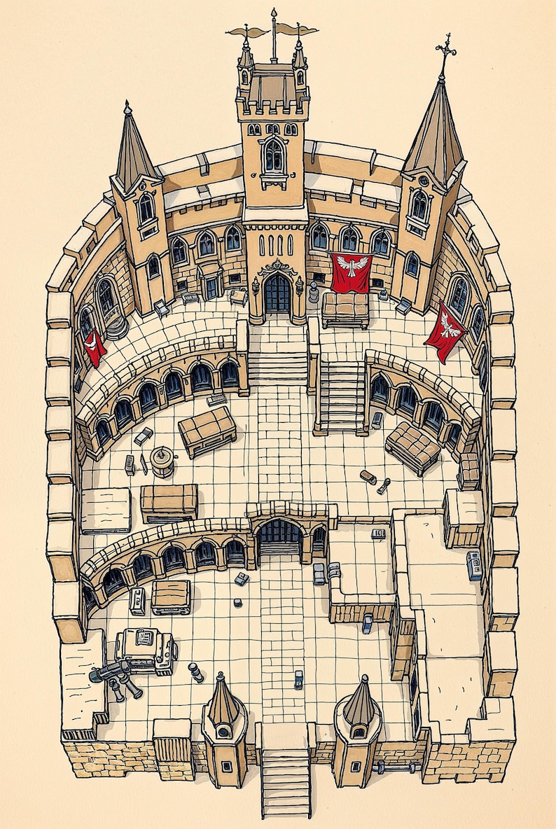 15 Battlemaps of Medieval Castles in a Classic Handdrawn Style ...
