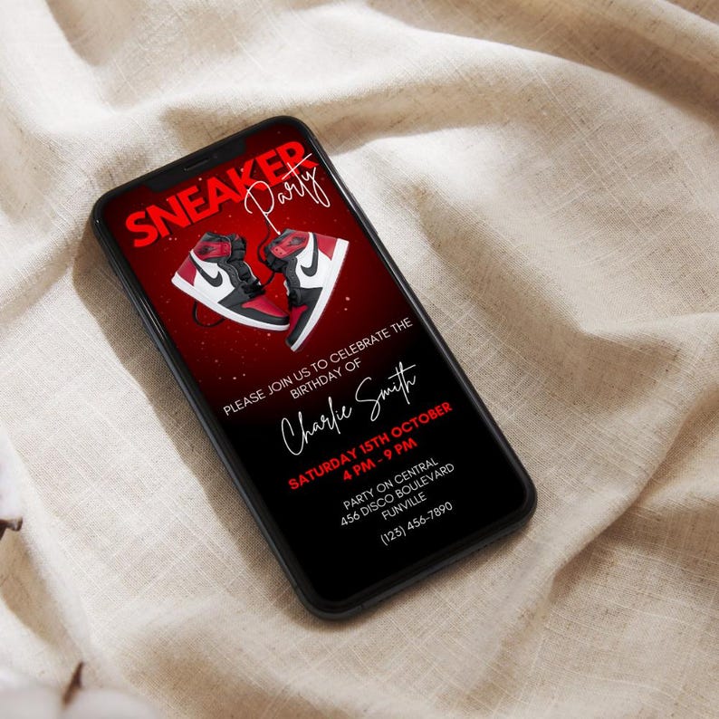 Animated Sneaker Ball Party Invitation for Mobile, Self Edit ...