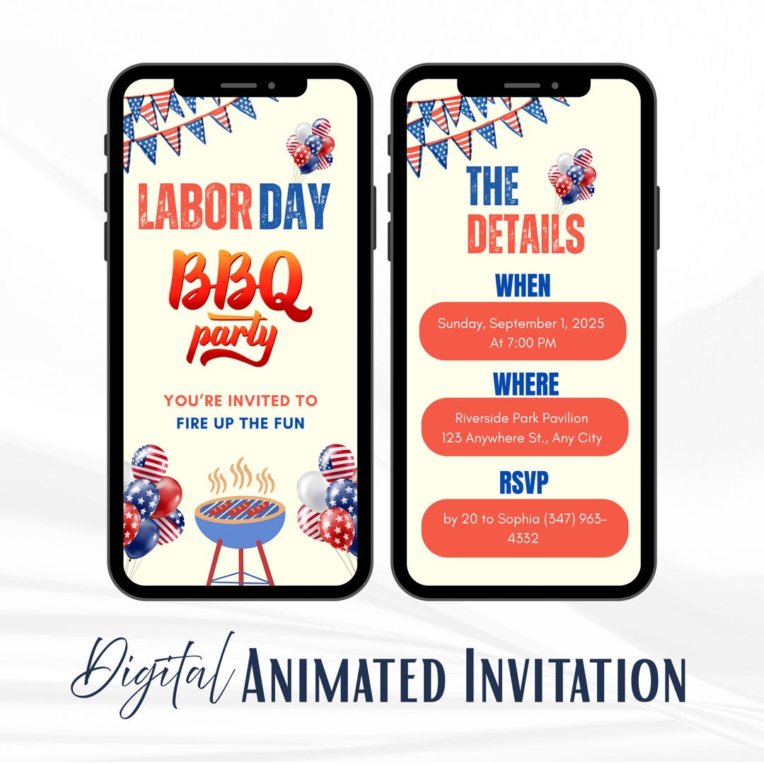 Editable Labor Day BBQ Evite: Animated Video Invitation - Etsy