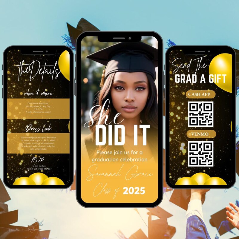Graduation Invitation With Qr Code - Etsy
