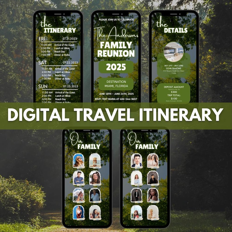 Family Reunion Invitation Template, Green Nature Travel Itinerary ...