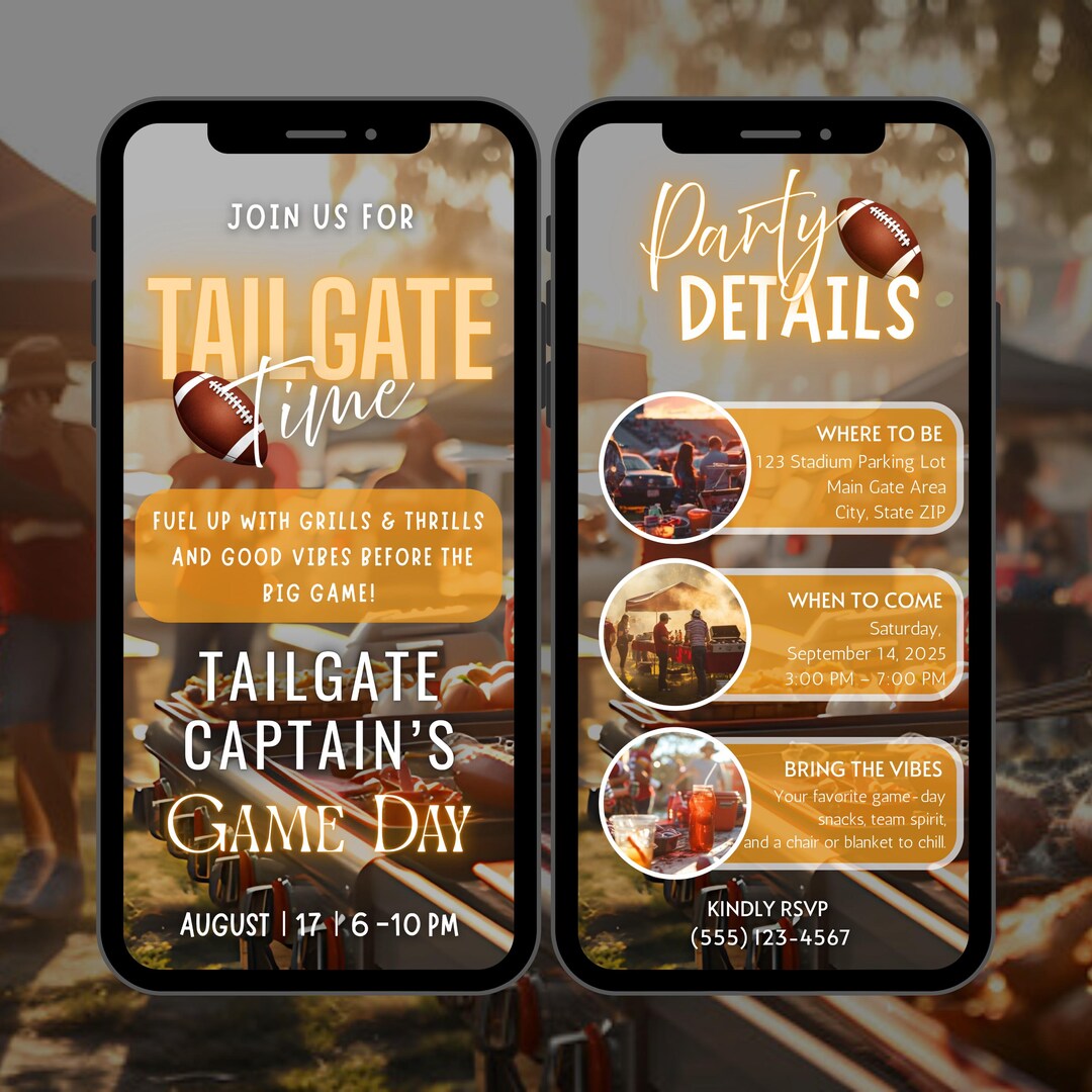 Tailgate Party Invitation, Football Game Day Invite, Team Colors ...