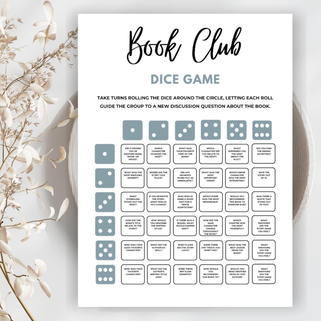 Book Club Dice Game, Reading Group Discussion Questions, Book Club Game ...