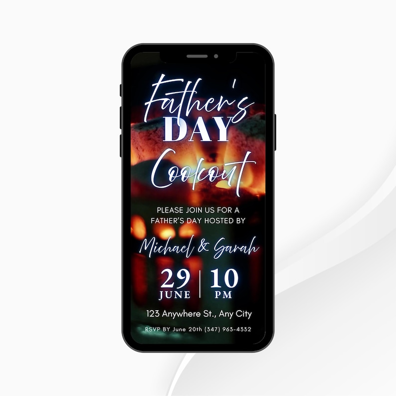 Animated Father's Day Cookout Invitation. Digital Backyard Dads Summer ...