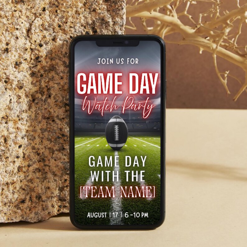 Game Day Watch Party Animated Invitation, Football Party, Digital ...