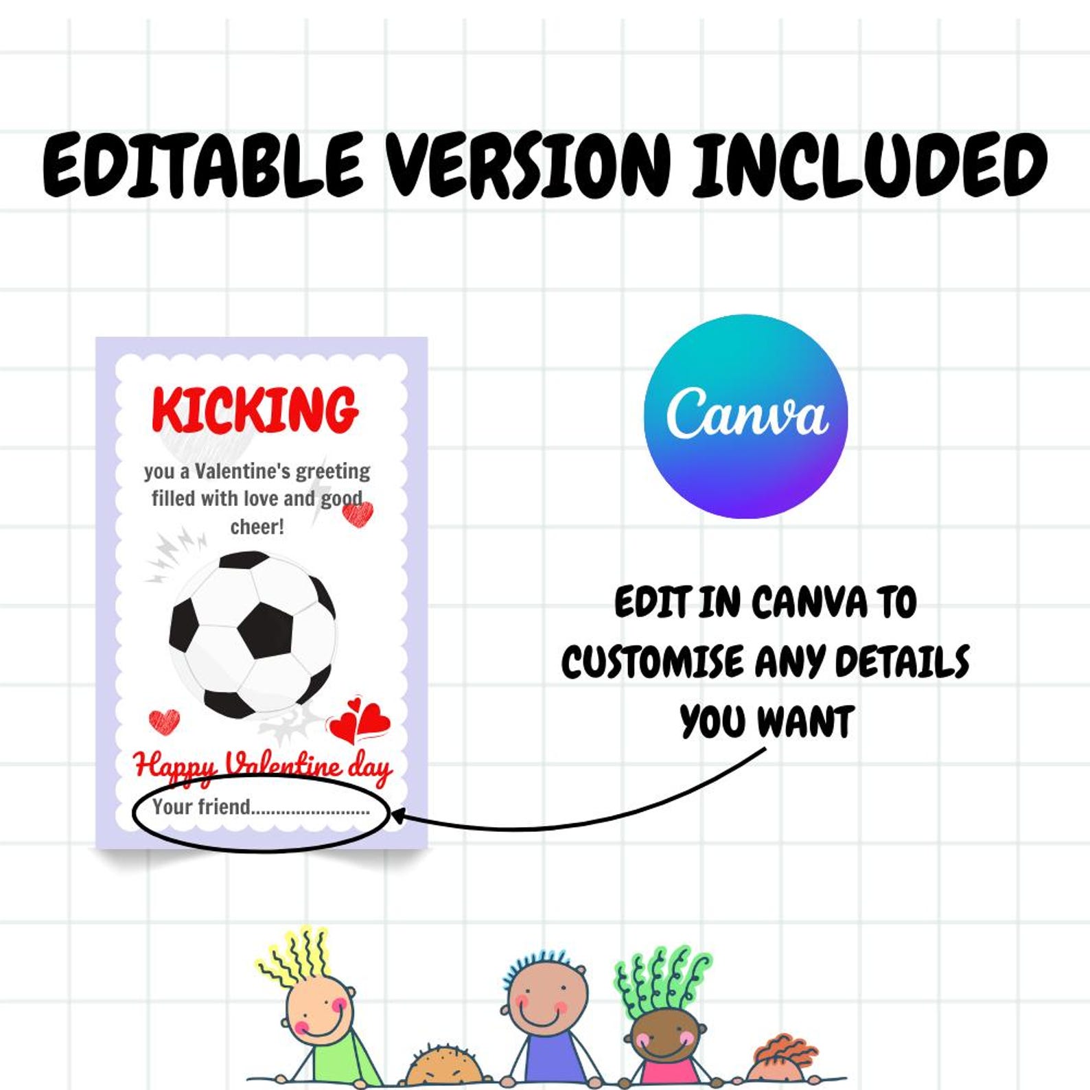 Soccer Valentine's Day Cards: Printable Kids Valentines (PDF) - Etsy