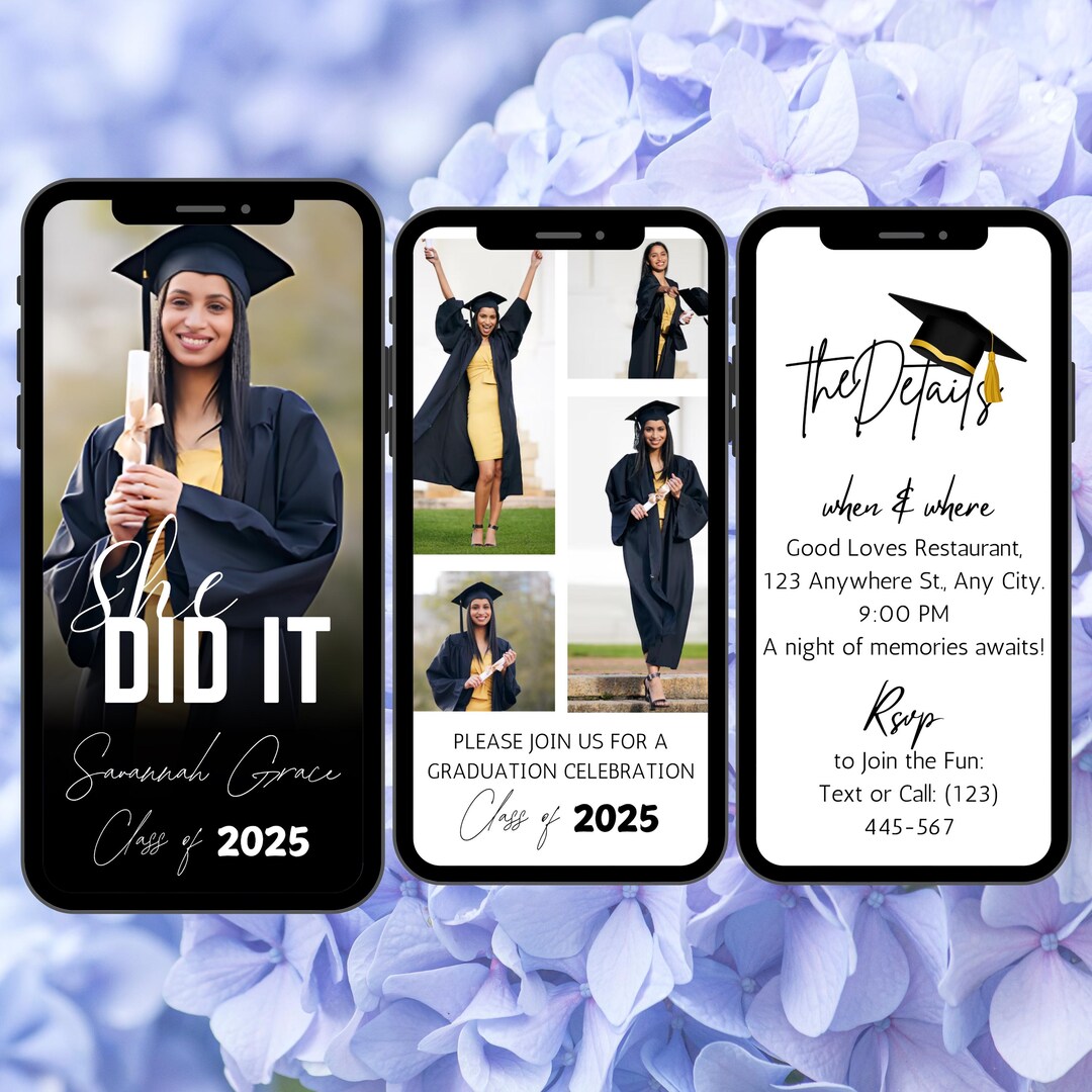 2025 Modern Digital Graduation Ceremony Invitation Template, Minimalist ...