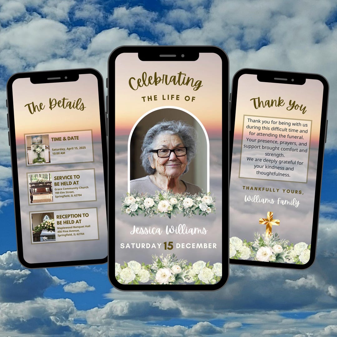 Animated & Editable Funeral Invitation, Celebration of Life Invite ...