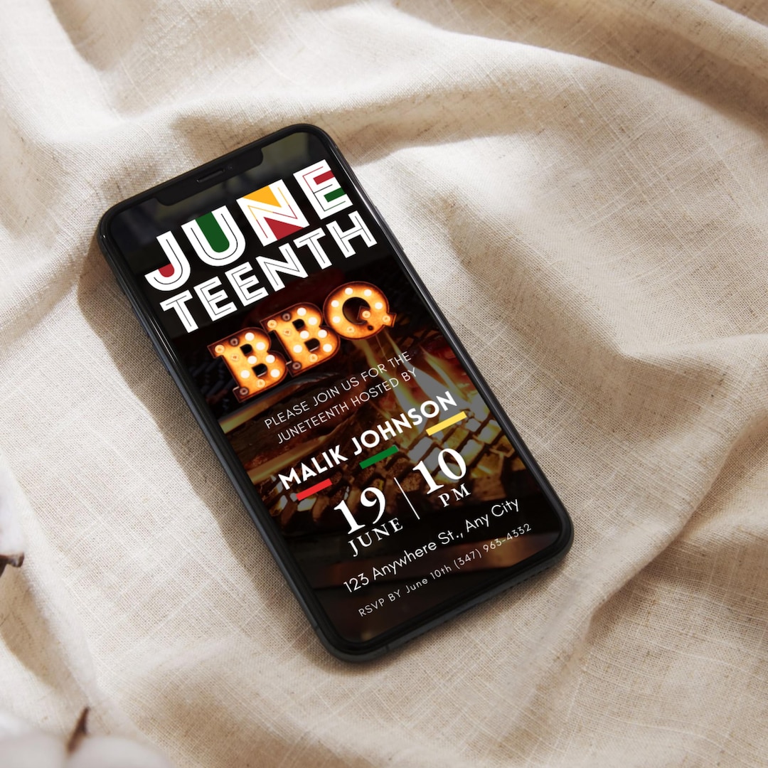 Animated Juneteenth Party Invitation: BBQ Cookout Video Invite (MP4 ...