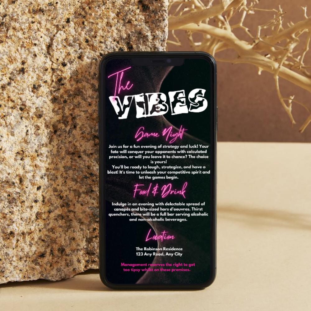 Let’s Get Tipsy Game Night Invitation, Neon Glow Digital Editable Party ...