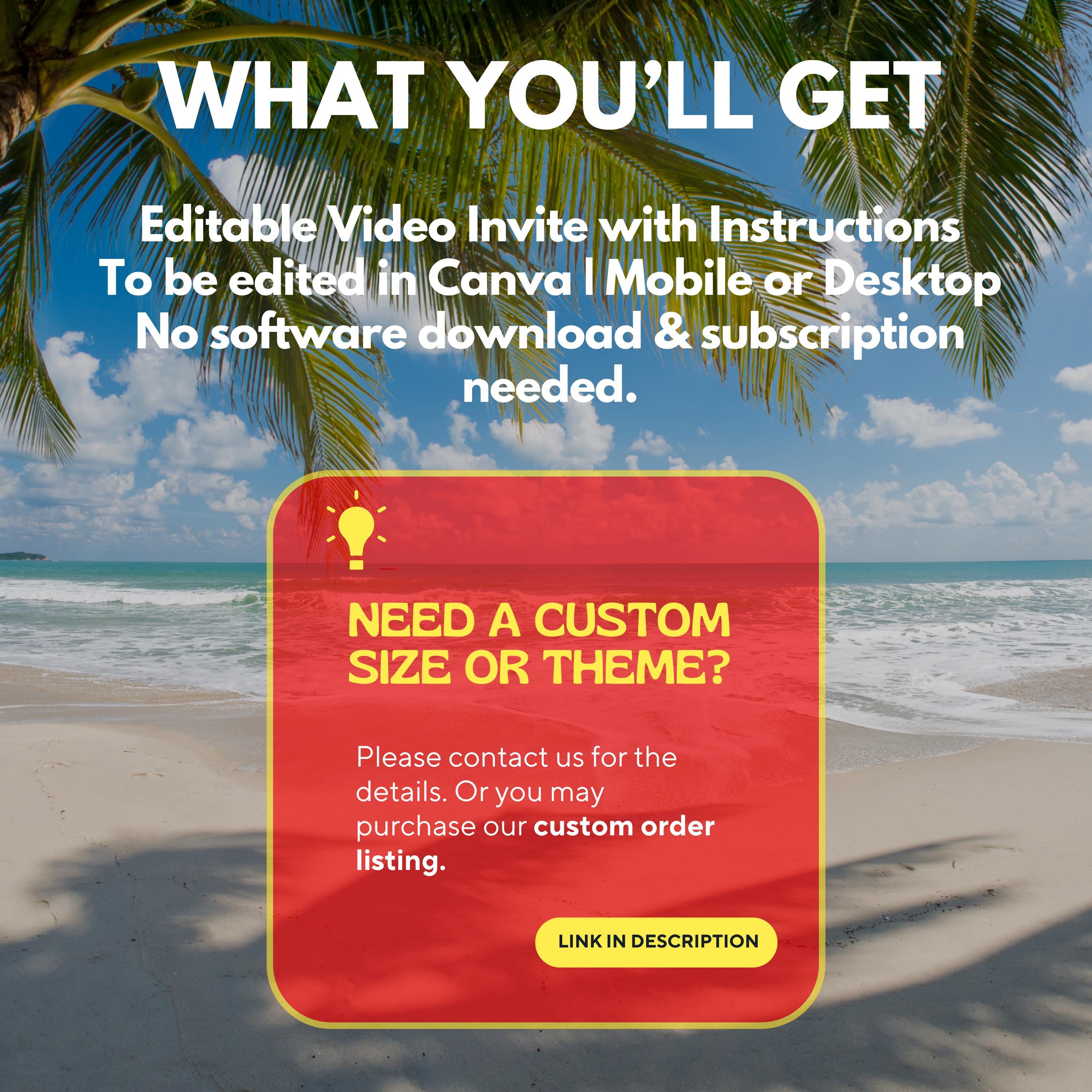 Beach Party Birthday Invitation, Tropical Sunset Animated Digital ...