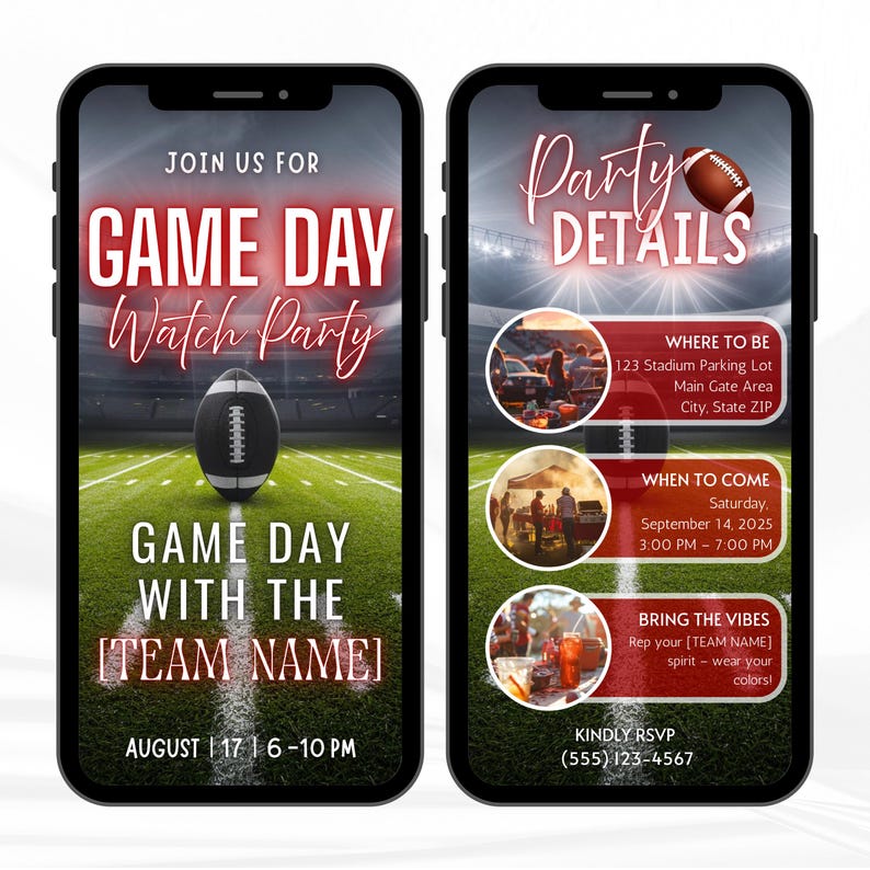 Game Day Watch Party Animated Invitation, Football Party, Digital ...