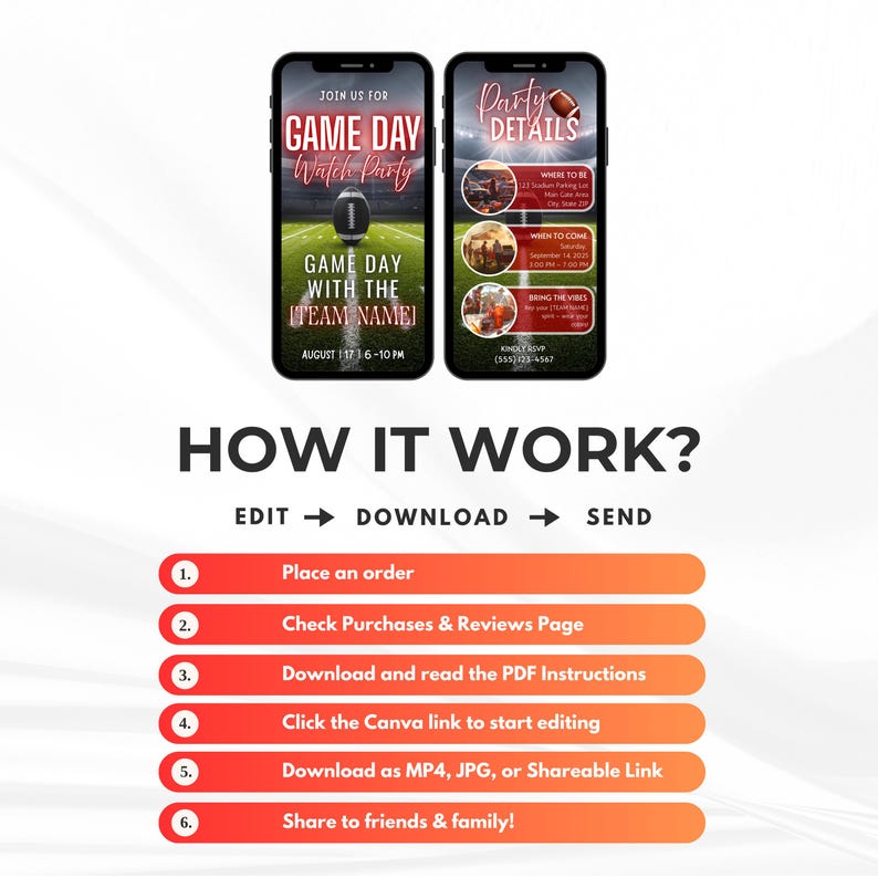 Game Day Watch Party Animated Invitation, Football Party, Digital ...