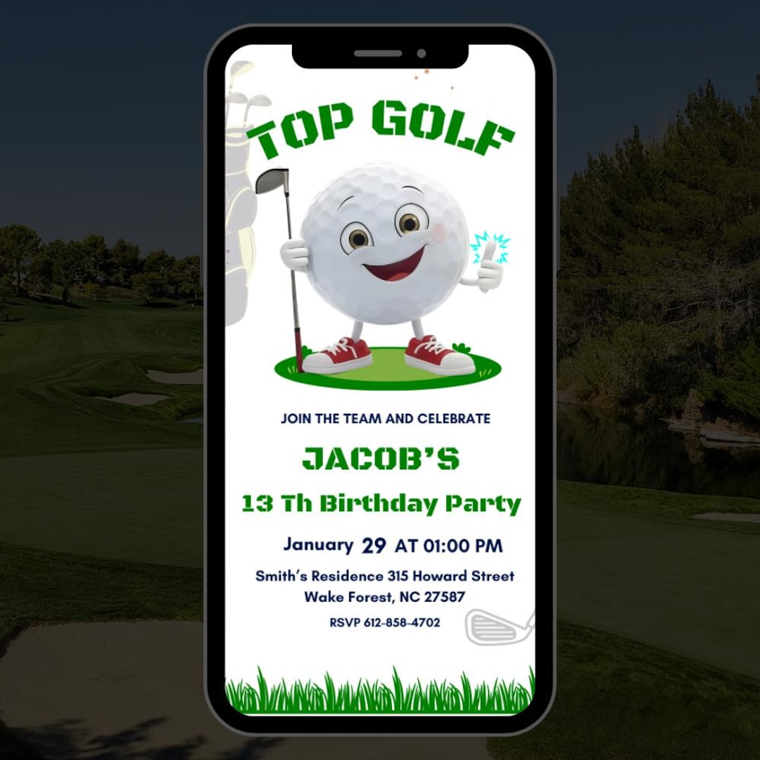 Digital Top Golf Birthday Party Invite, Editable Golf Party Invitation ...