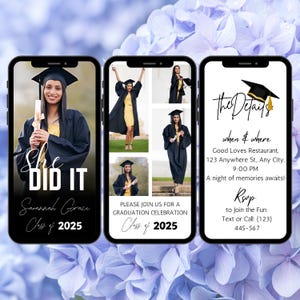 Modern Graduation Invitation Template: Photo Collage, Minimalist Design ...
