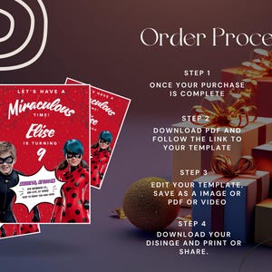 Miraculous Ladybug Birthday Invitation Ladybug and Cat Noir Themed ...