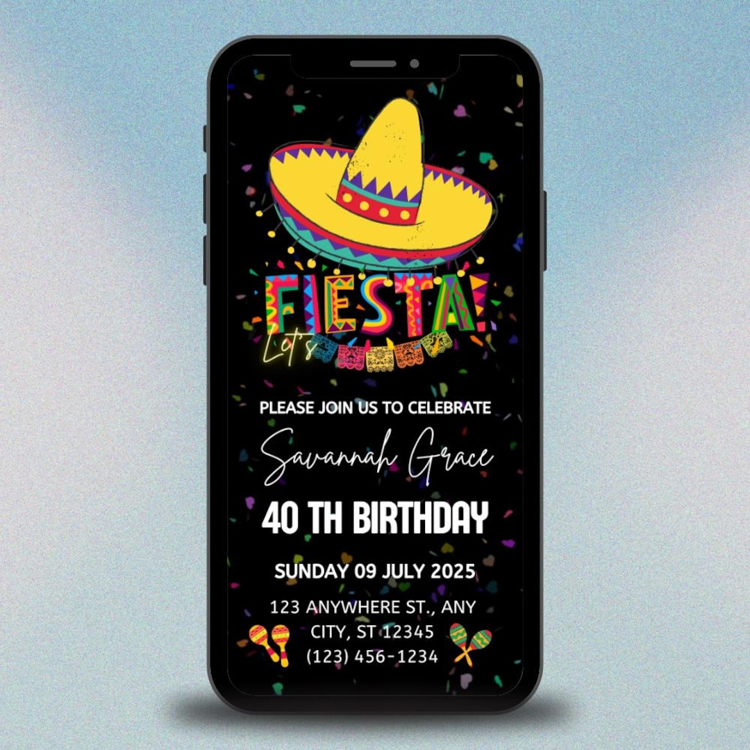 Lets Fiesta Invitation. Digital Mexican Theme Birthday Party Invite ...