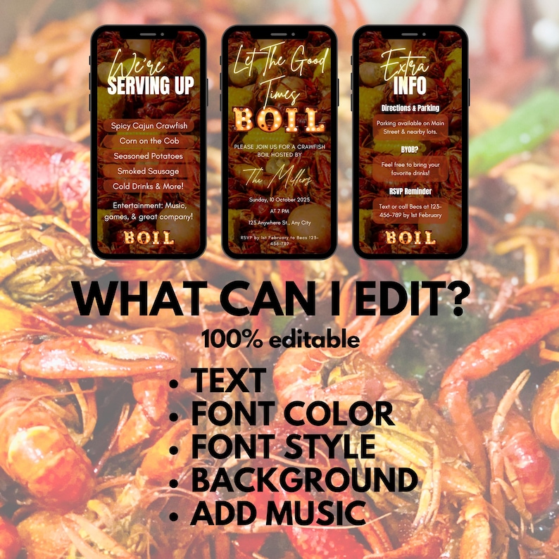 Animated Crawfish Boil Invitation. Digital Let the Good Times Boil ...