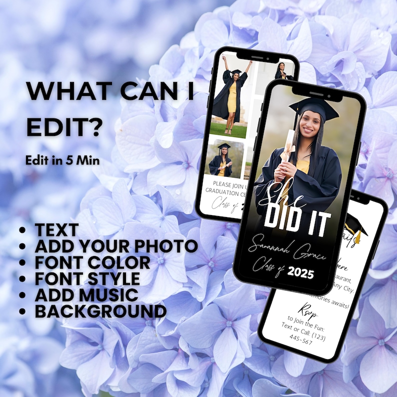 Modern Graduation Invitation Template: Photo Collage, Minimalist Design ...