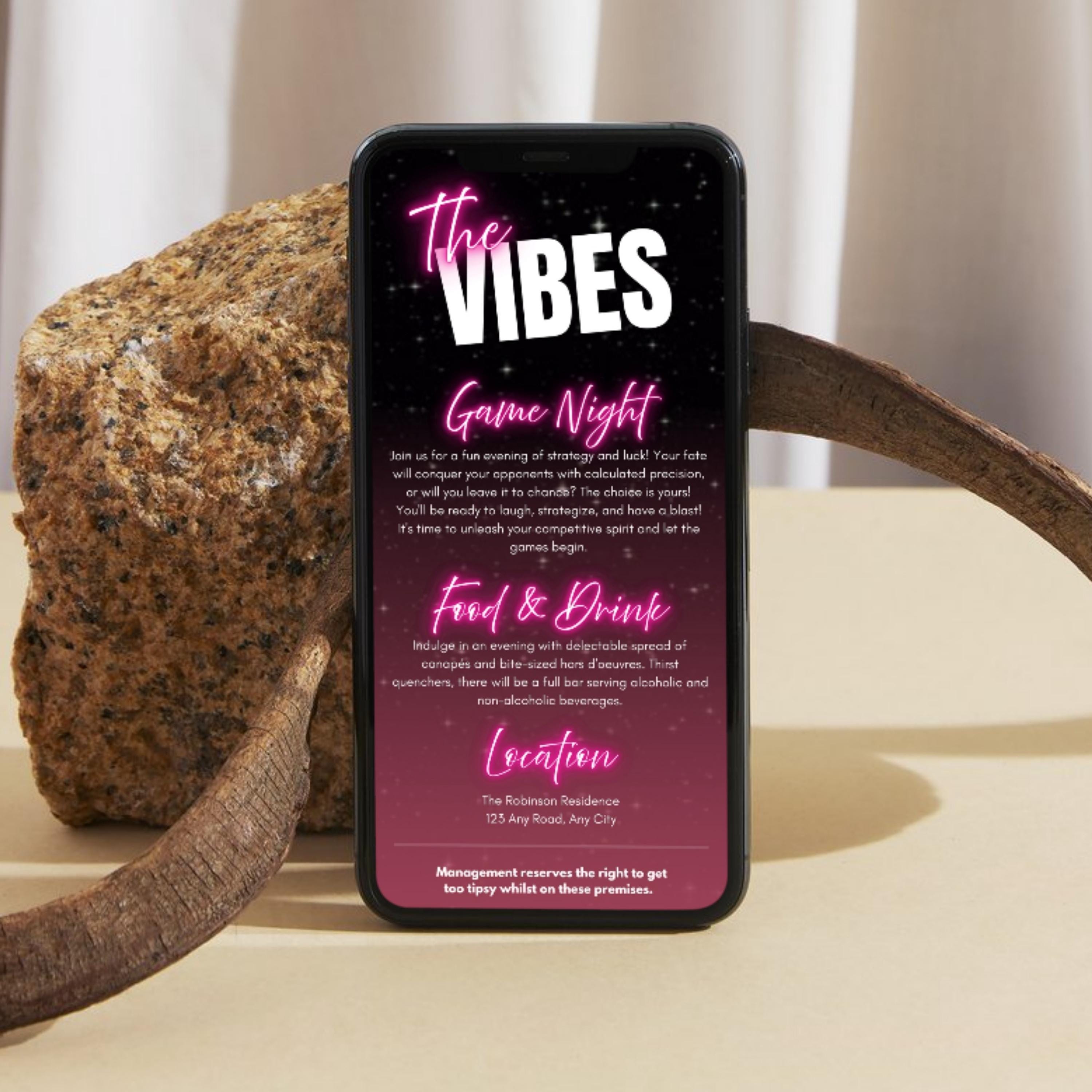 Let’s Get Tipsy Game Night Invitation, Customizable Photo Neon Pink ...