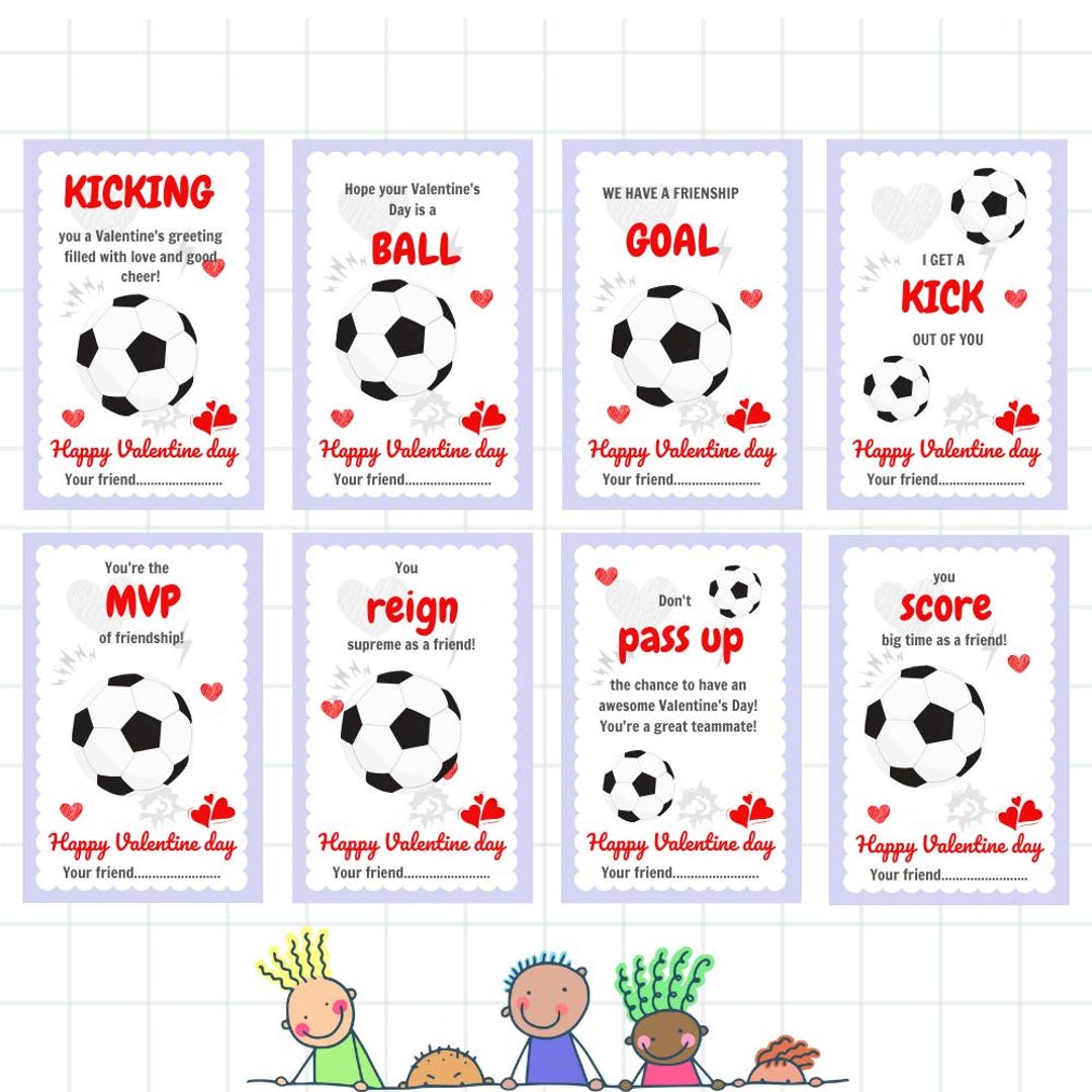Soccer Valentine's Day Cards, Printable Valentine's for Kids, Kids ...