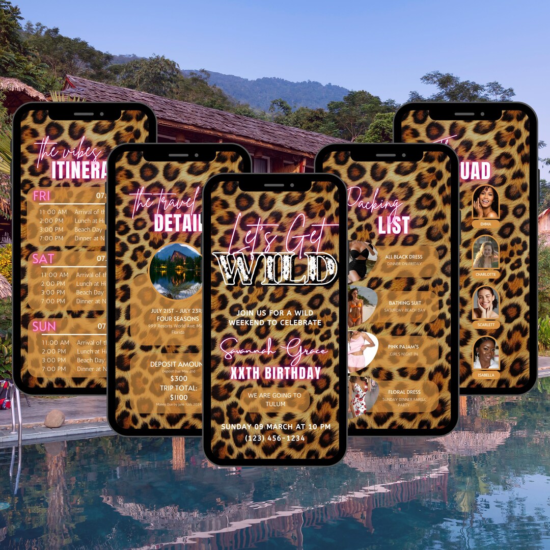 Digital Girls Weekend Trip Invitation Animated, Lets Get Wild Leopard ...