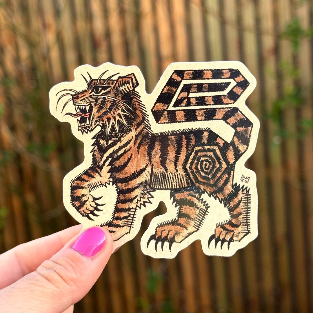 Medieval Tiger Sticker, Fantasy Cat Sticker - Etsy