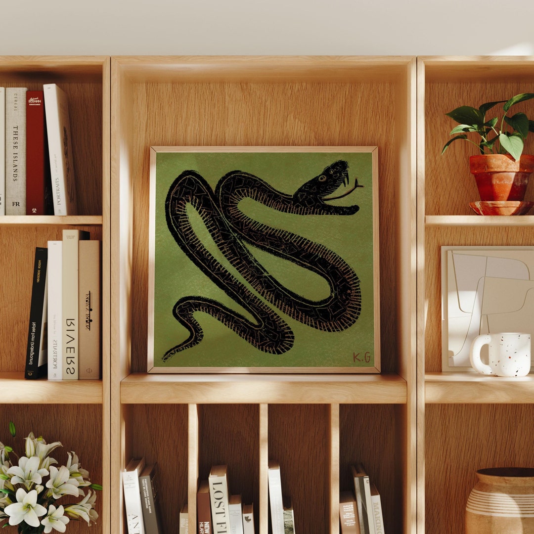 Snake Art Illustration - Bold-style Reptile Print - Animal Lovers Decor ...