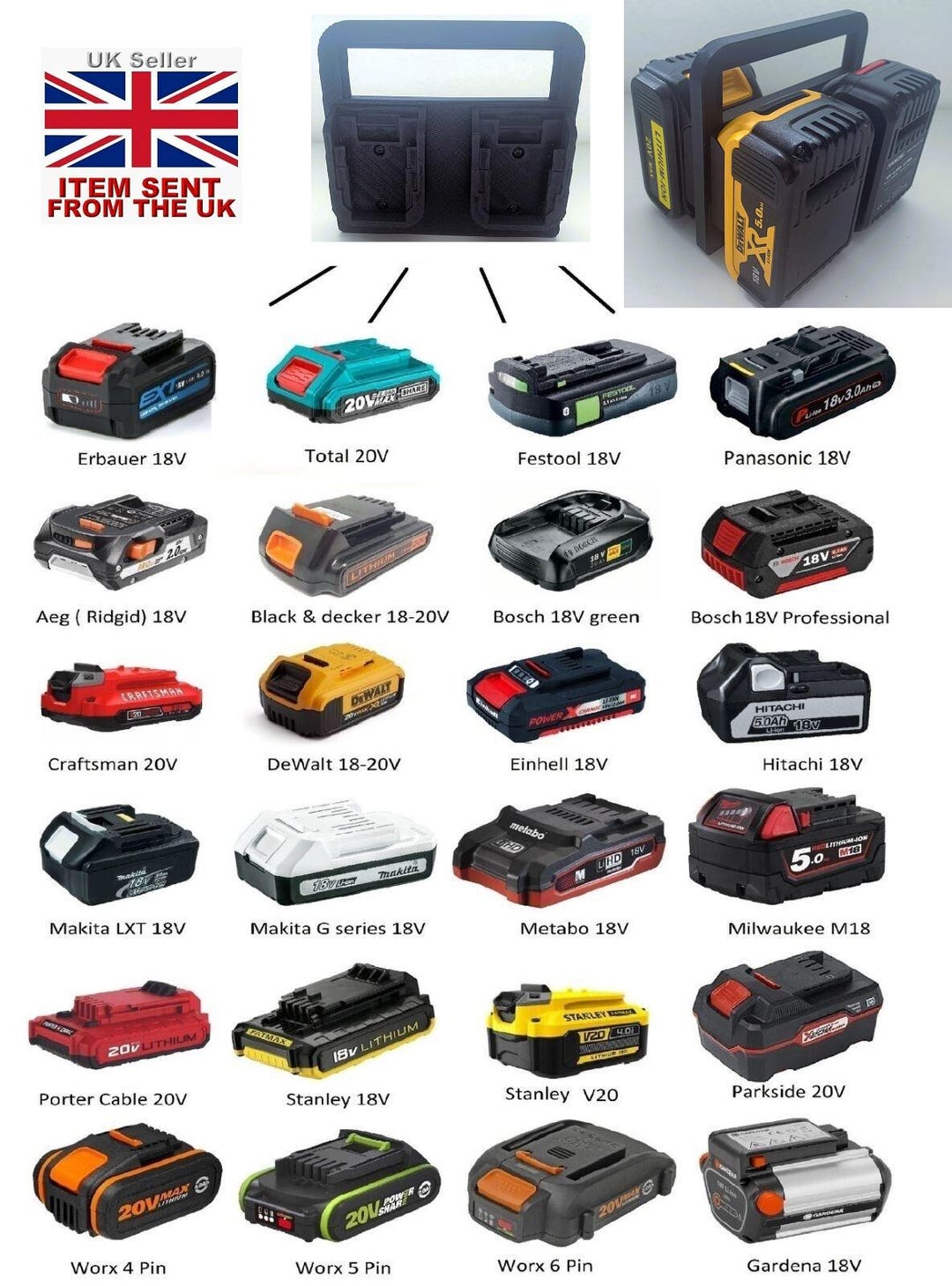 Quad Battery Carrier, Caddy, Holder, Transporter, Basket (CHOOSE YOUR ...