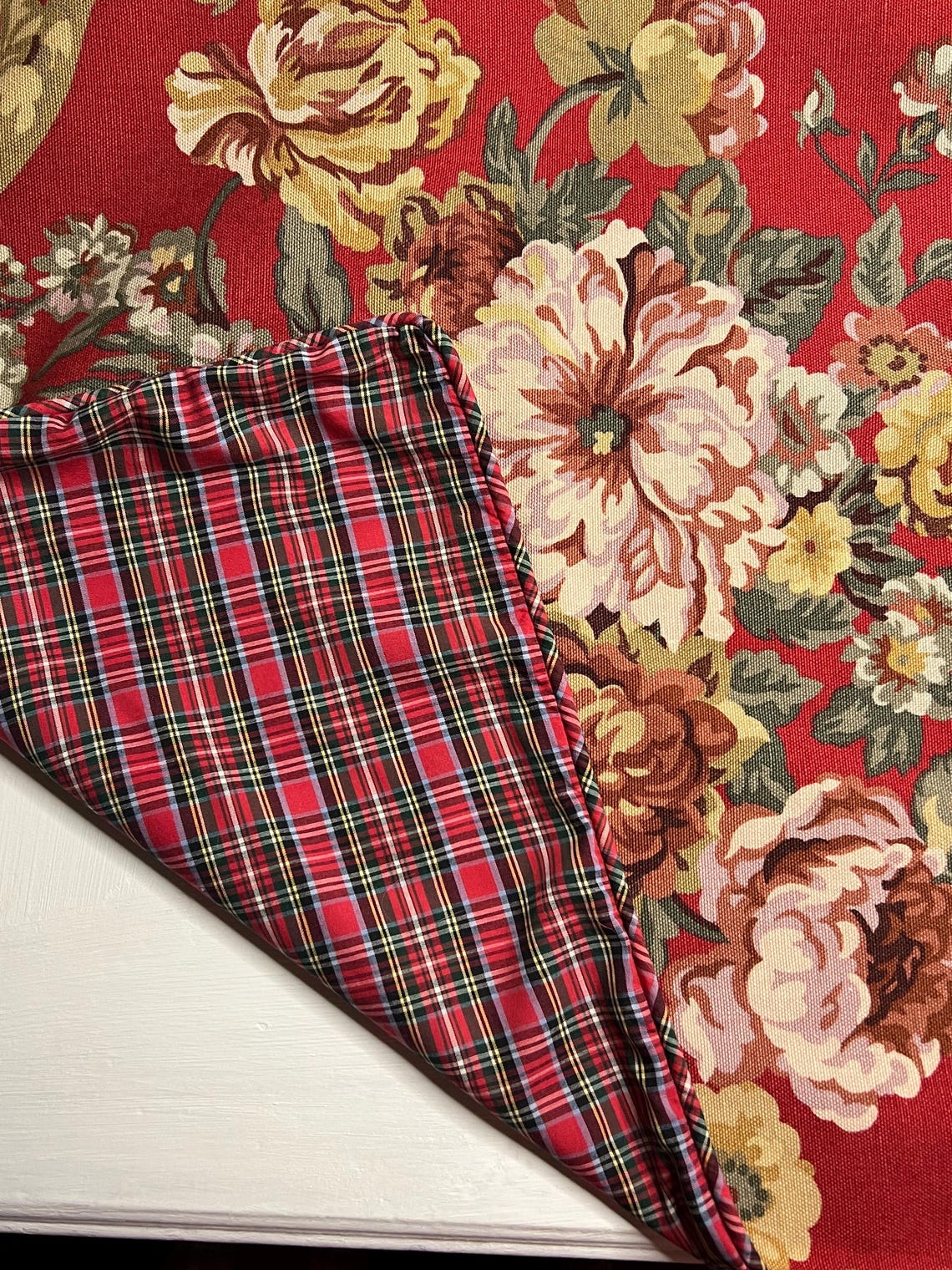 Vintage Ralph Lauren Danielle Marseilles Red Flora Throw Pillow Cover ...