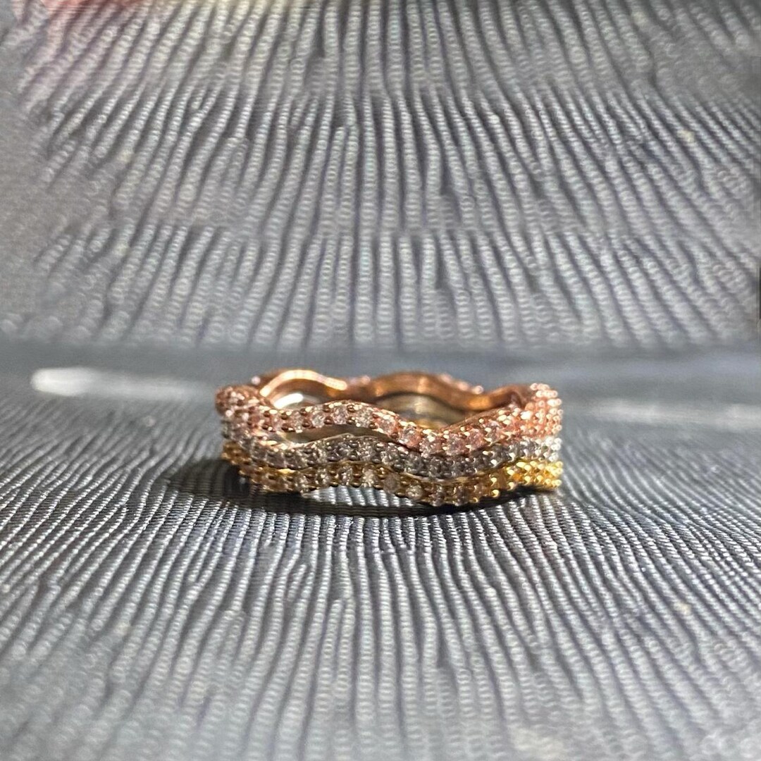 Wavy Stacking Ring, Stacking Rings, Thin Ring, Inlaid Ring, Finger Ring, Wavy Curved Simple Ring ...