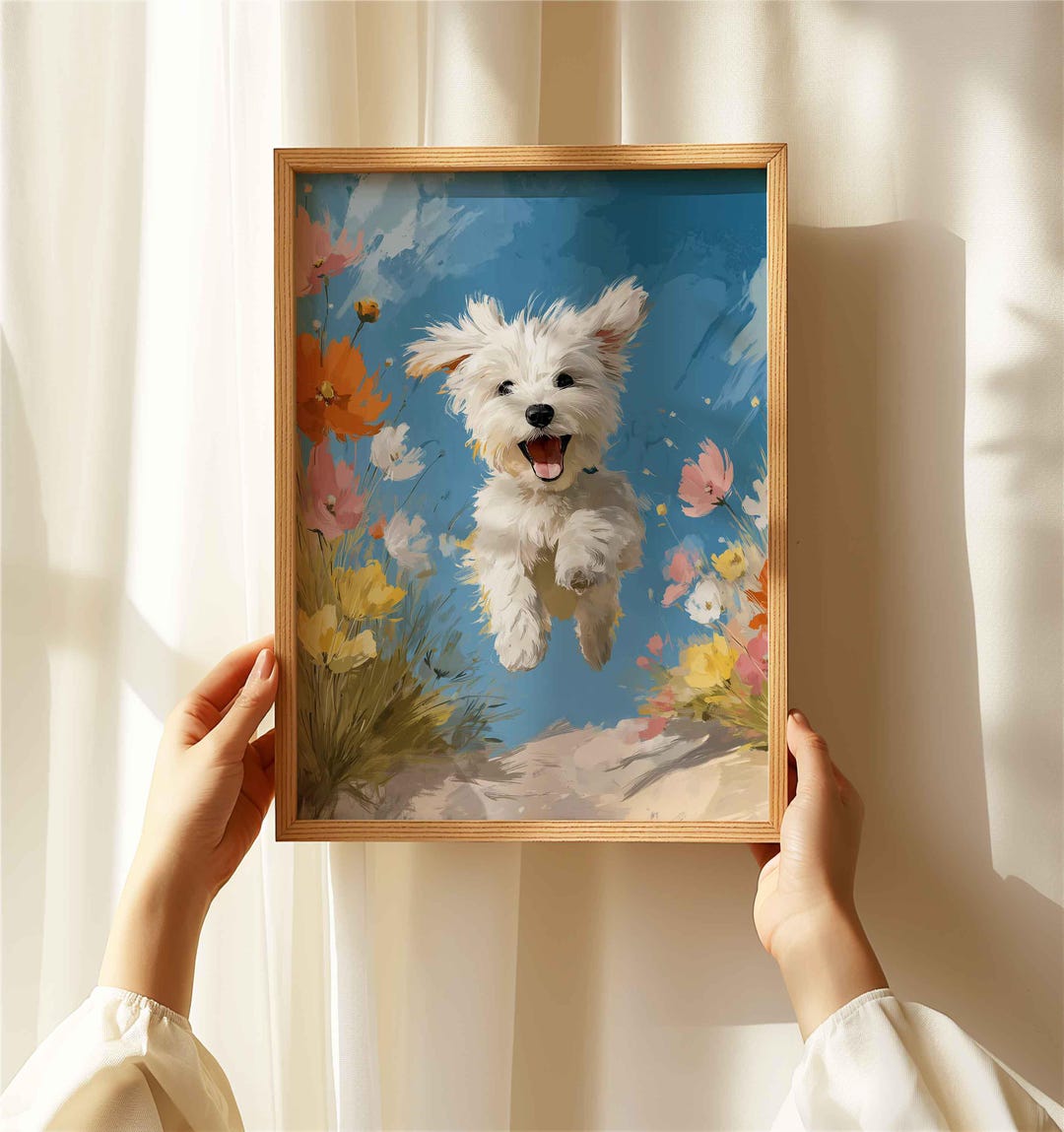 Puppy Print: Playful Dog Poster, Animal Wall Decor (digital Download ...