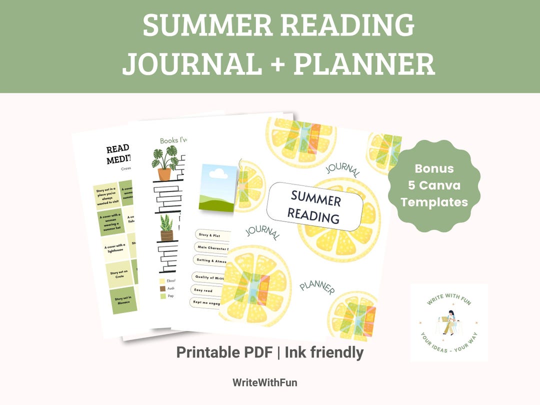 Summer Reading Journal Planner (printable) - Etsy