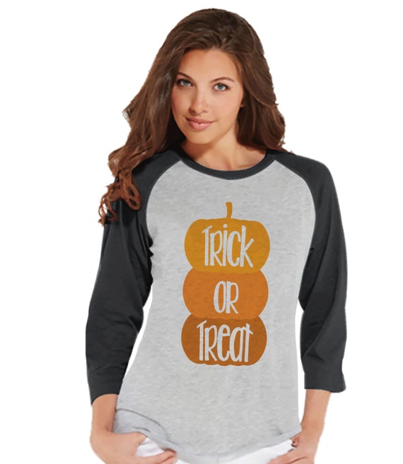 Trick Or Treat Shirt Adult Halloween Costumes Womens Pumpkin Shirt