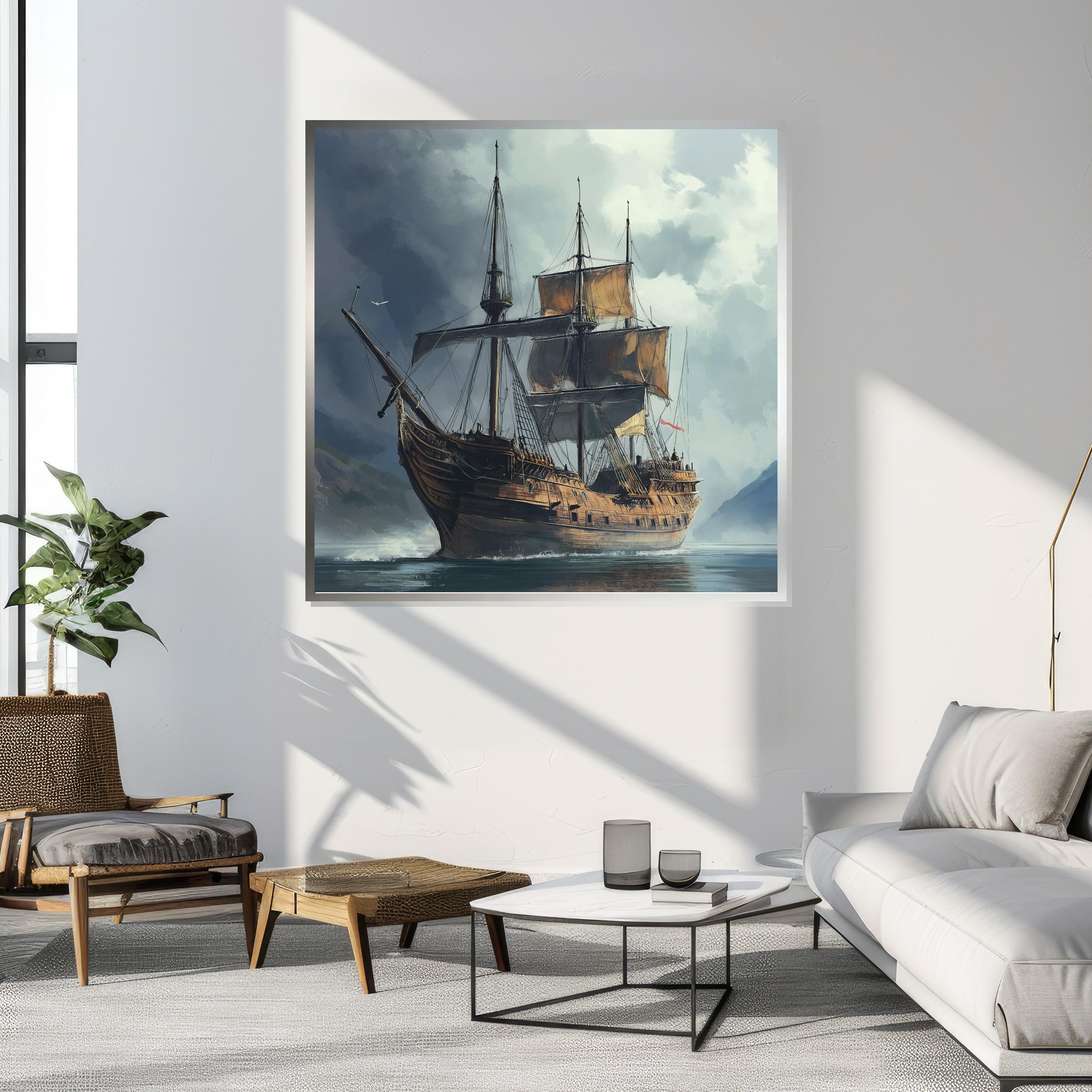 Historic Sailing Ship Canvas, Ocean Voyage Wall Art, Nautical Poster ...