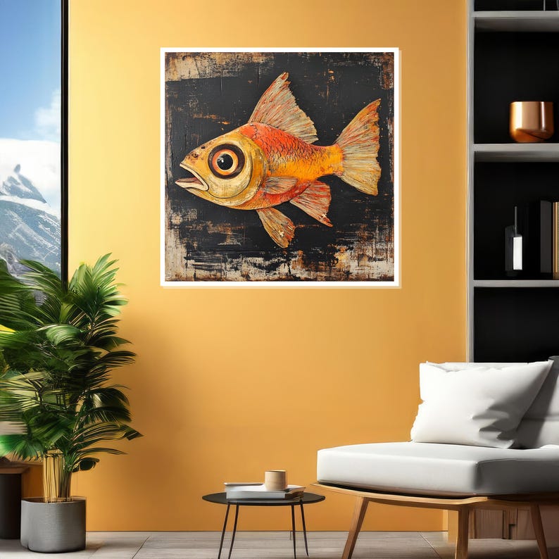 Rustic Fish Canvas, Vintage Fish Poster, Fish Wall Art, Artistic Canvas ...