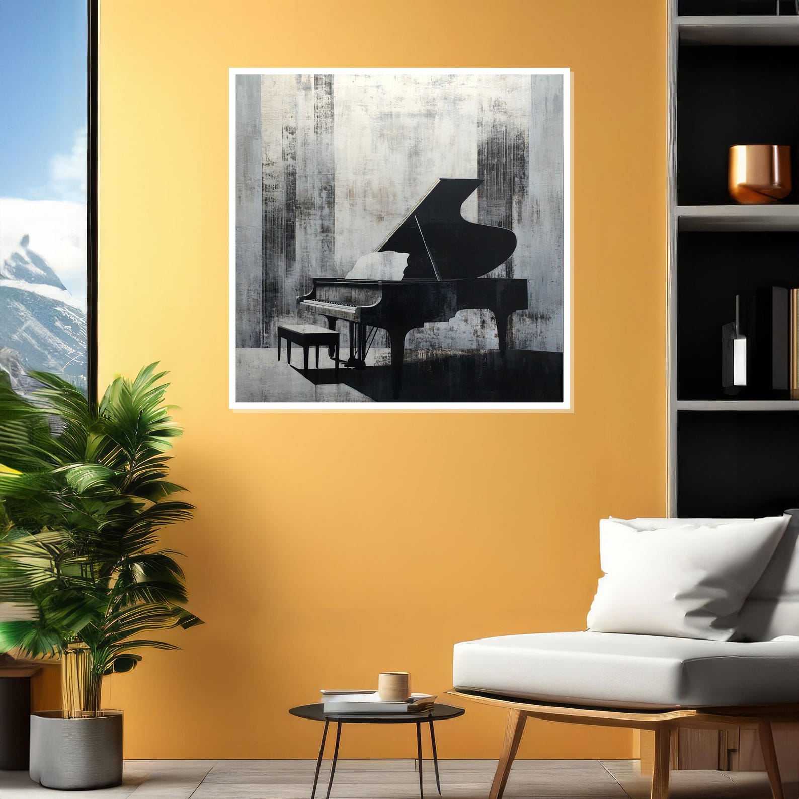 Grand Piano Canvas, Musical Art Print, Black and White Wall Art, Piano ...