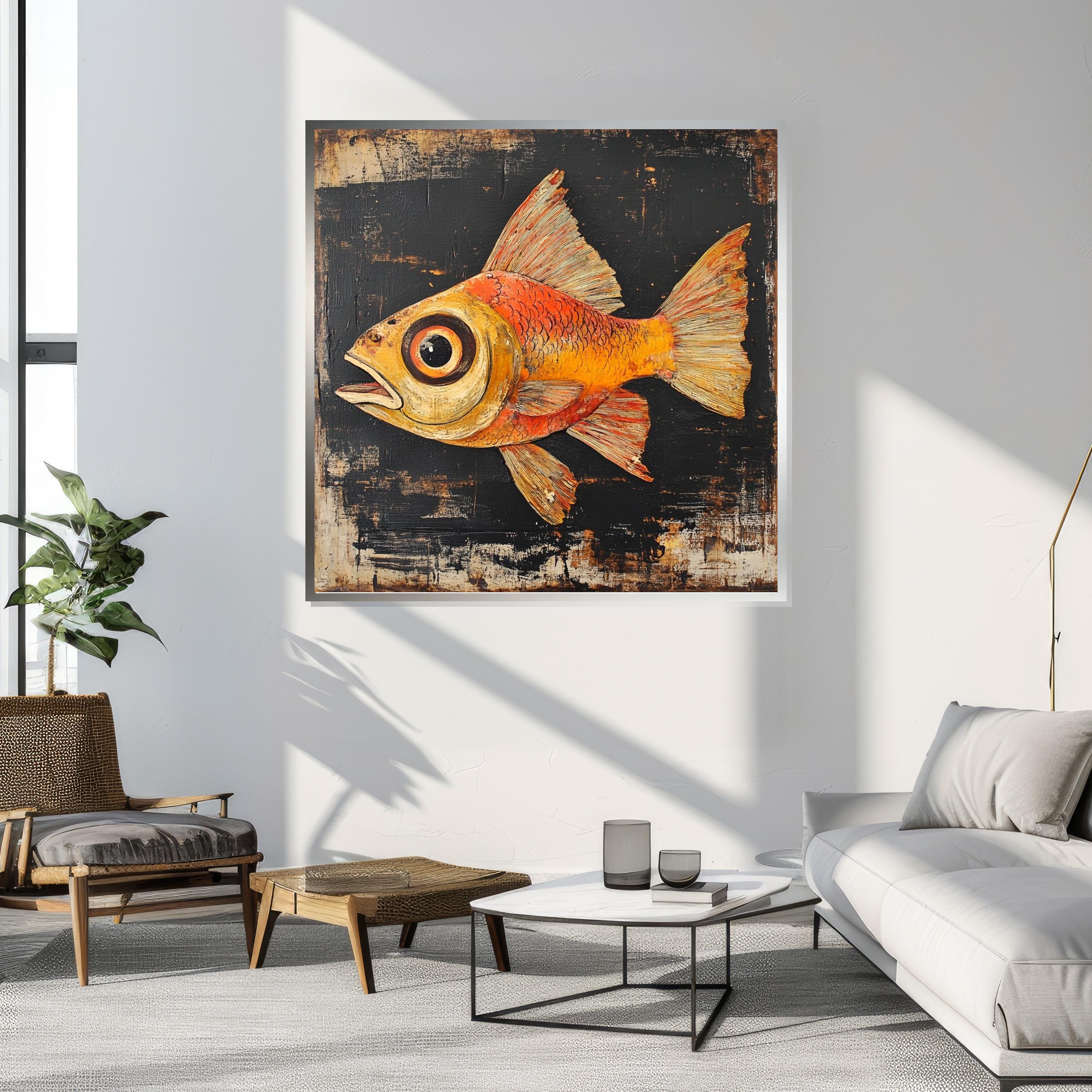 Rustic Fish Canvas, Vintage Fish Poster, Fish Wall Art, Artistic Canvas ...