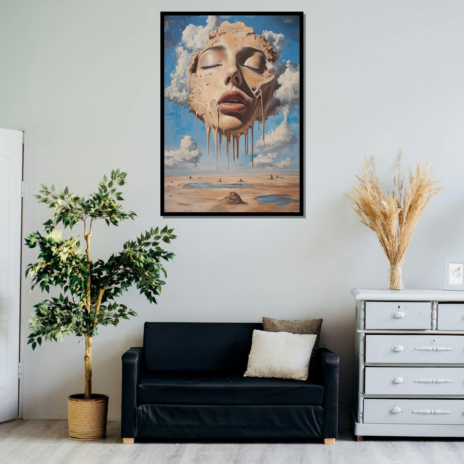 Surreal Dreamscape Canvas, Melting Face Art, Wall Art Canvas Design ...