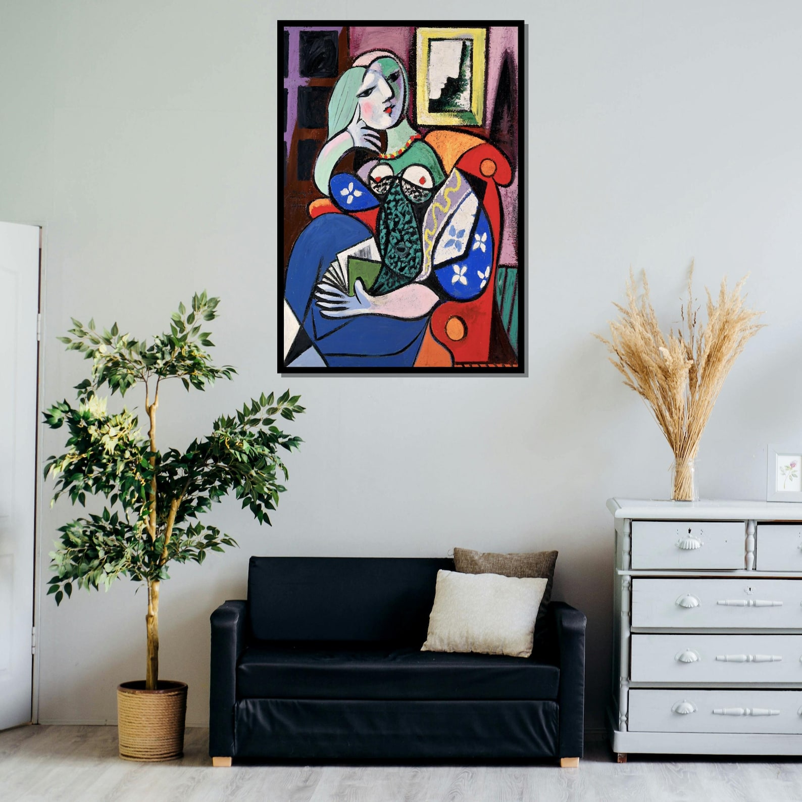 Picasso Inspired Lady Canvas, Cubist Art Wall Decor, Woman With Book ...