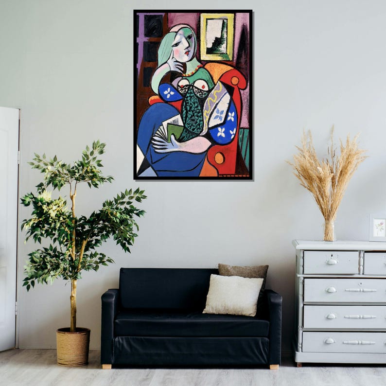 Picasso Inspired Lady Canvas, Cubist Art Wall Decor, Woman With Book ...