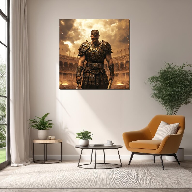 Roman Gladiator Canvas, Warrior Wall Art, Ancient Battle Print ...