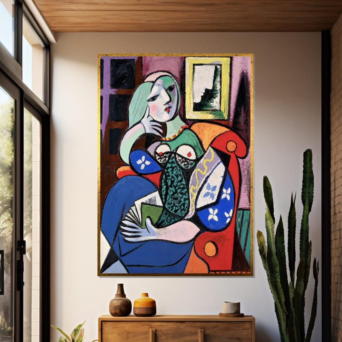 Picasso Inspired Lady Canvas, Cubist Art Wall Decor, Woman With Book ...
