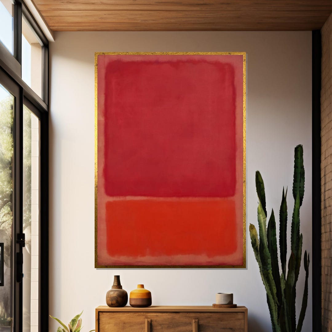 Red Abstract Canvas, Rothko Inspired Wall Art, Color Block Design ...