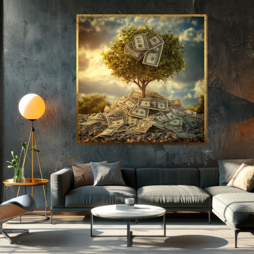 Money Tree Canvas Art, Dollar Tree Poster, Wealth Growth Wall Art, Wall ...