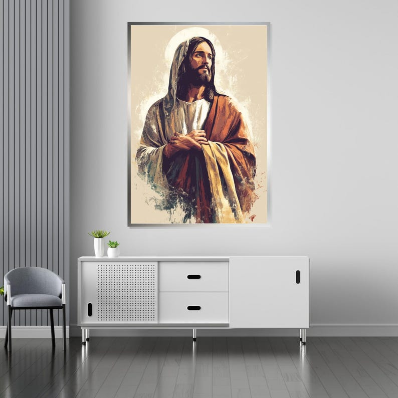 Divine Portrait Canvas, Jesus Wall Art, Sacred Art, Wall Art Canvas ...