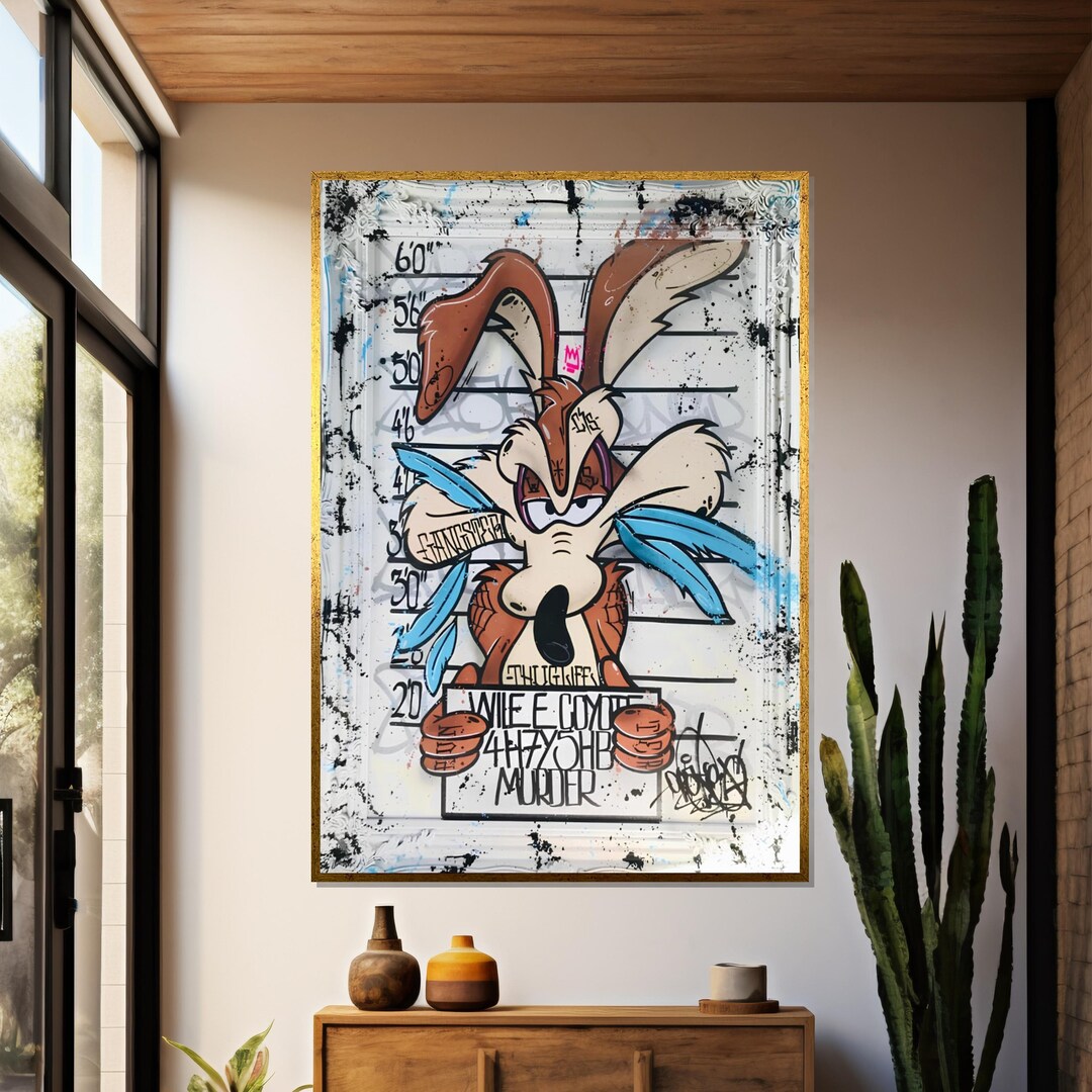 Cartoon Coyote Canvas, Mugshot Art, Wile E Coyote Poster, Wall Art ...